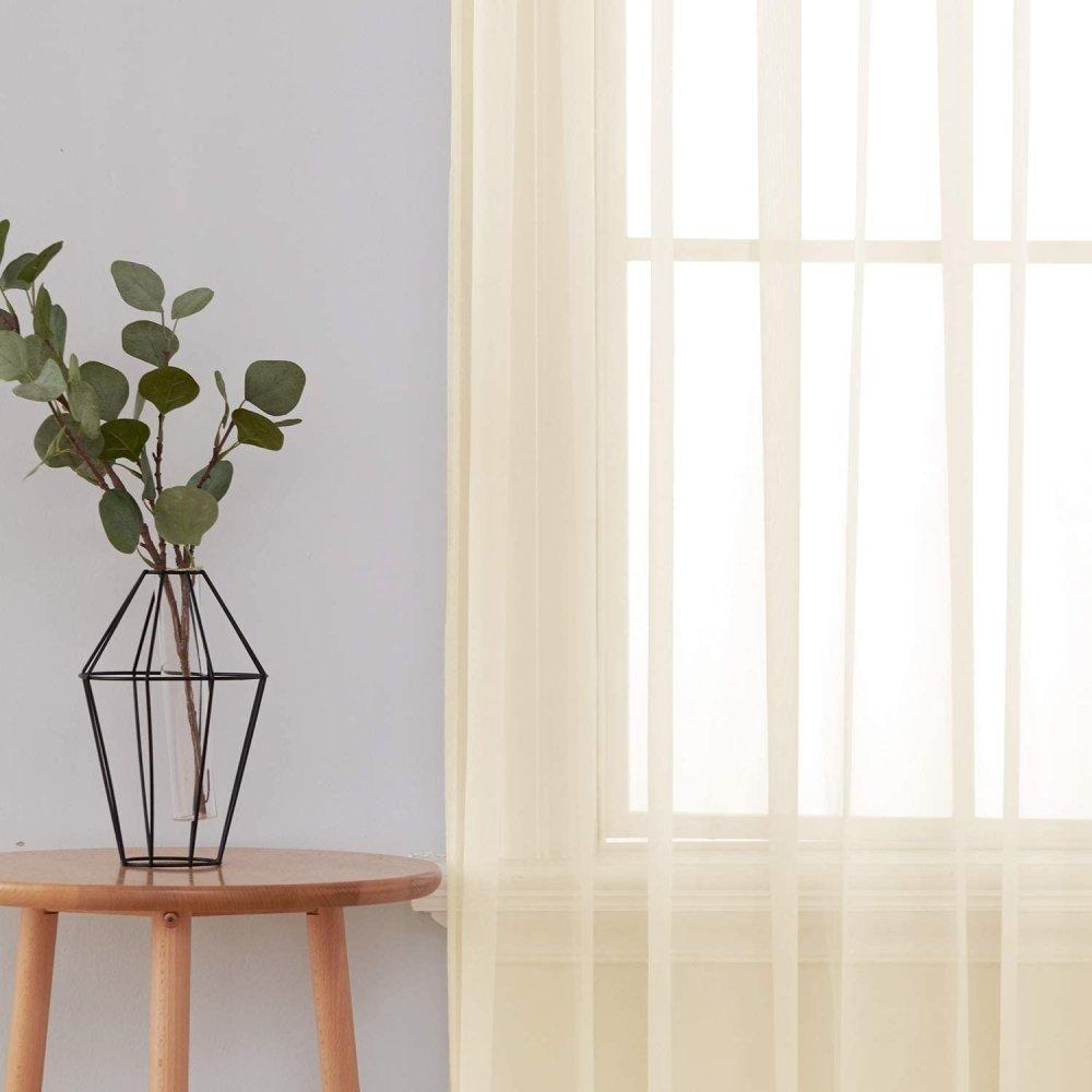 Sheer Ready Made Voile Eyelet Curtains-- Semi Transparent Super Soft ...