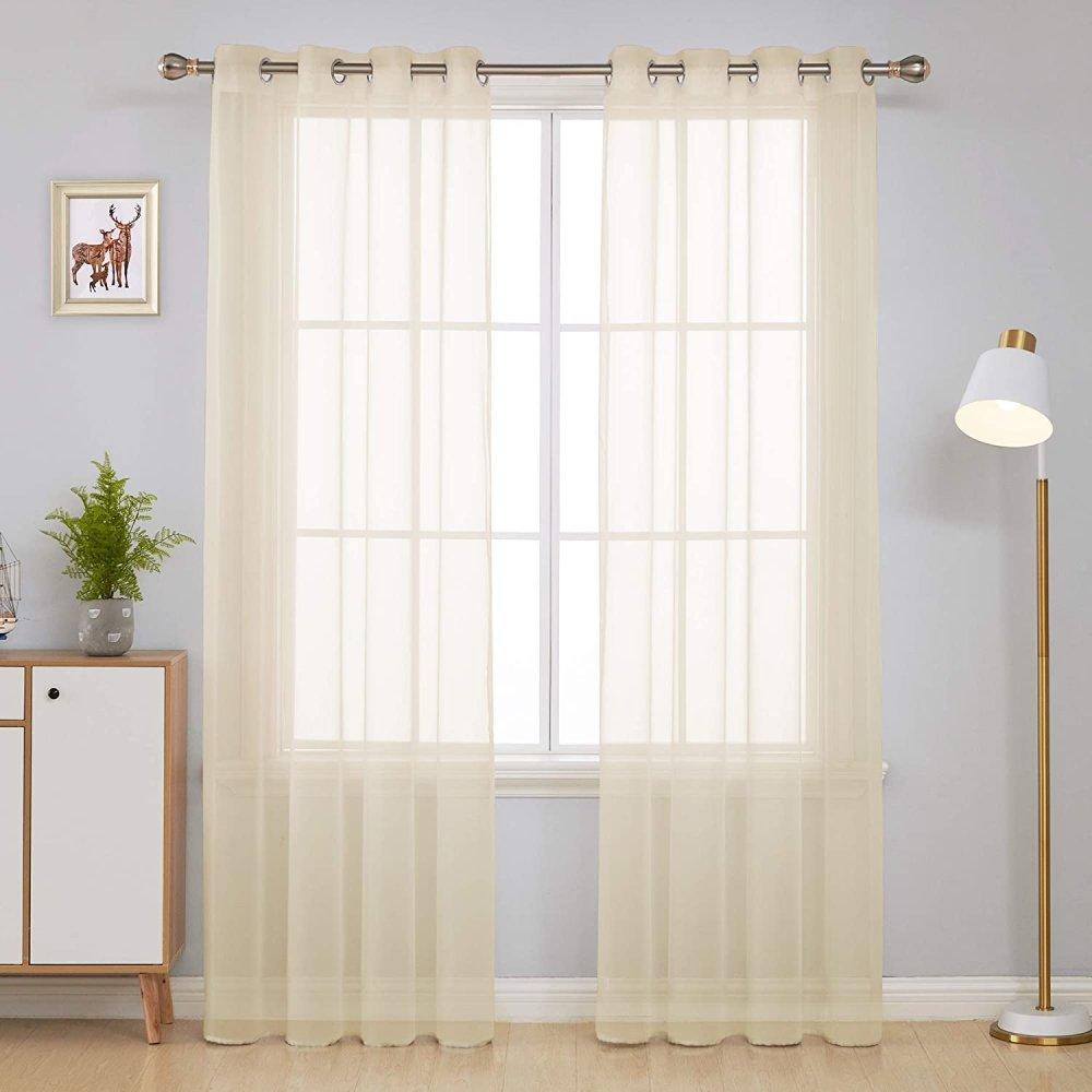 Sheer Ready Made Voile Eyelet Curtains-- Semi Transparent Super Soft ...