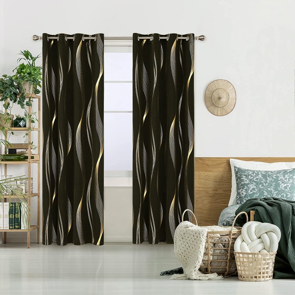 Black and gold curtains store